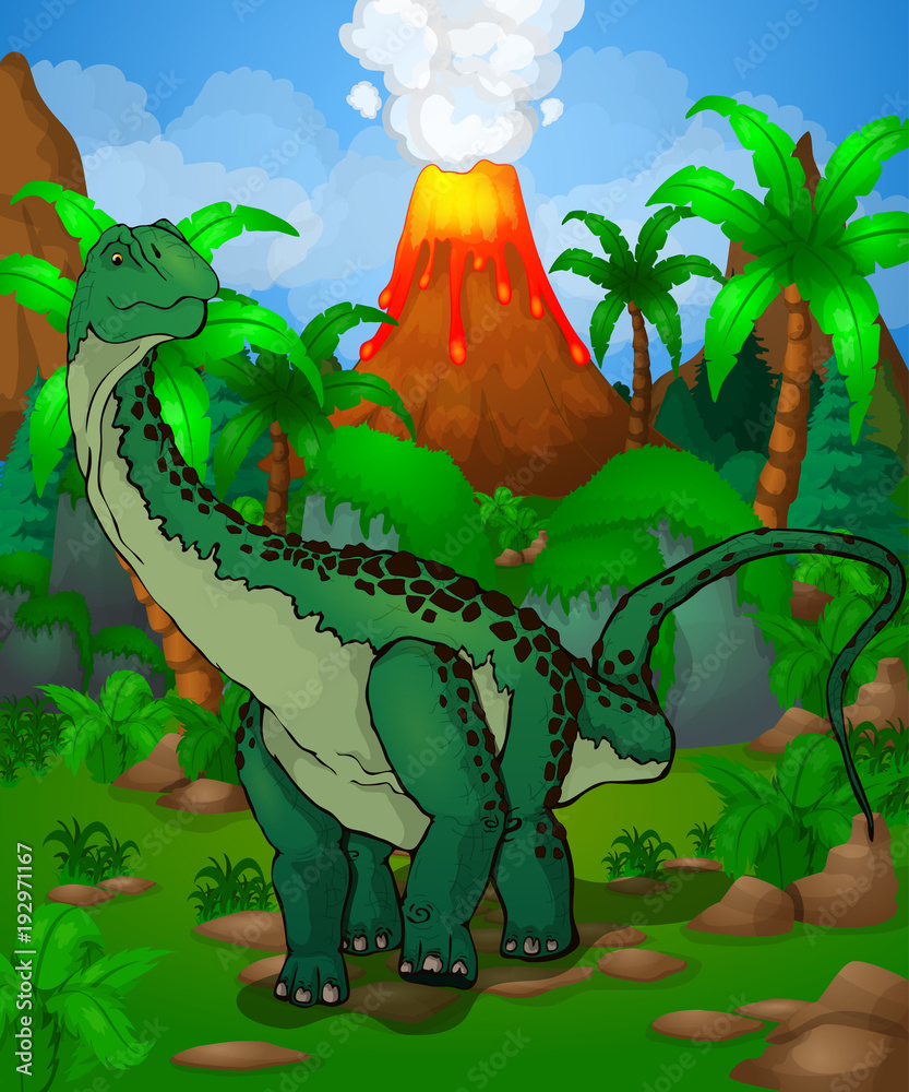 Cute cartoon Diplodocus. Vector illustration of a cartoon dinosaur ...