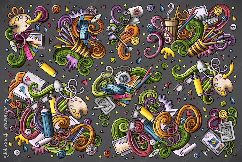 Vector set of design combinations of objects and elements Stock Vector ...