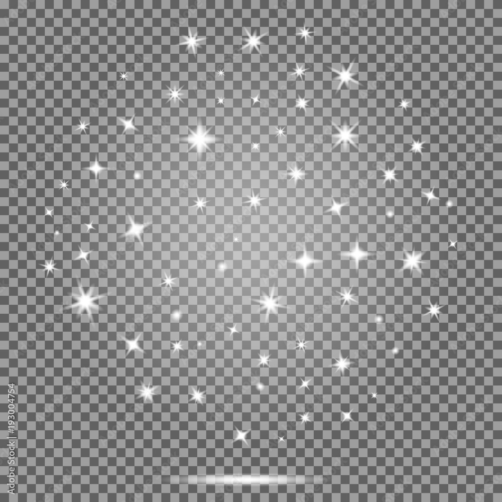Vector set of stars,white flares effect on transparent background Stock ...