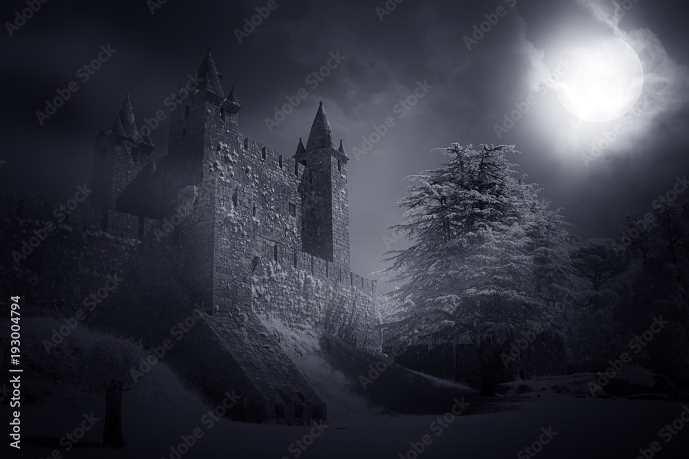 Medieval castle at night Stock Photo | Adobe Stock