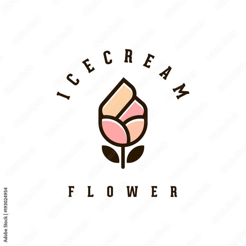 Flower Ice Cream Design Logo Vector, Ice Cream Logo, Flower Logo, Cream ...
