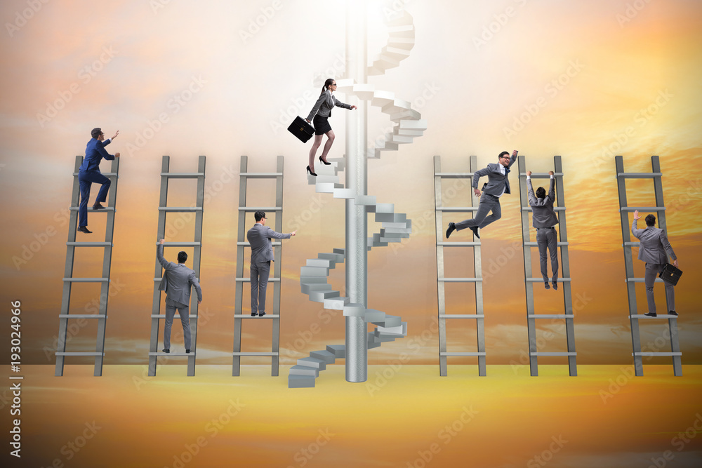 Career progression concept with ladders and staircase Stock Photo ...