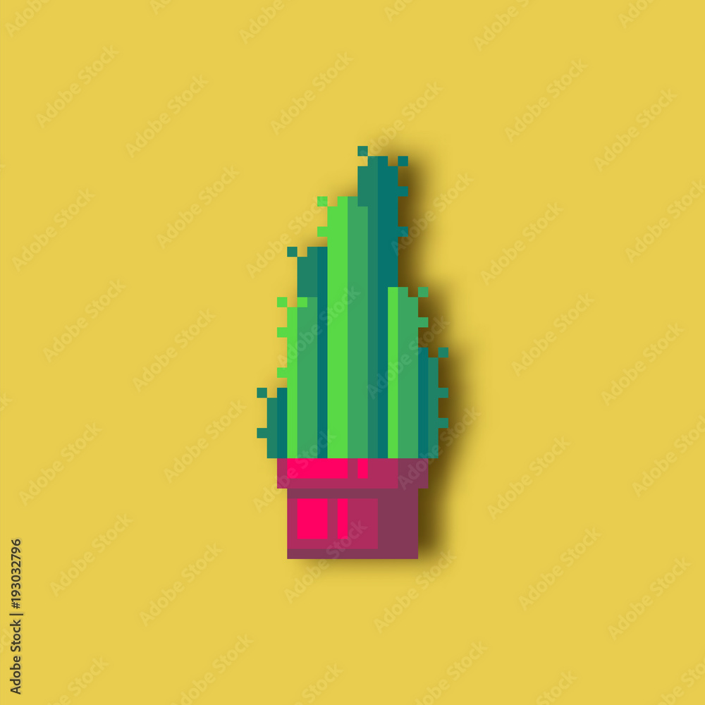 Pixel art cactus. Stock Vector | Adobe Stock
