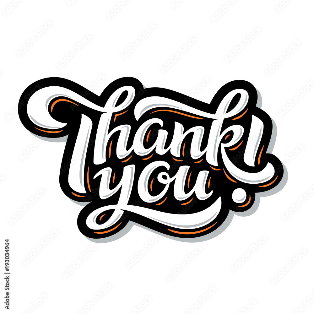 Thank You Lettering Hand Drawn Vector Calligraphy Stock Vector Adobe
