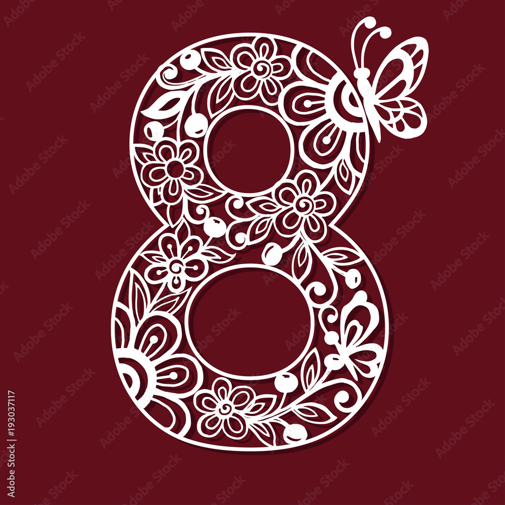 Flower number eight for laser cutting. Vector illustration. Stock ...