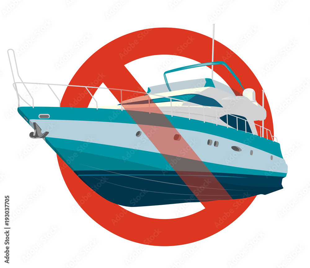 Vecteur Stock Prohibition of motor boat. Strict ban on construction of ...