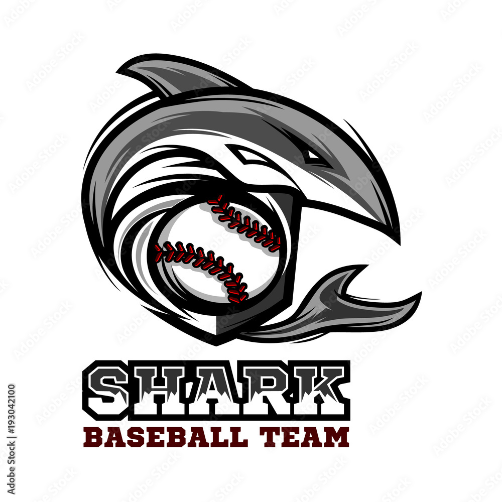 Shark Baseball Logo Vector 01 Stock Vector | Adobe Stock