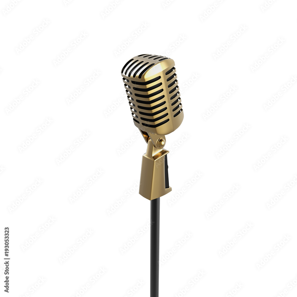 Vintage Gold Microphone Isolated 3d Render Stock Illustration | Adobe Stock