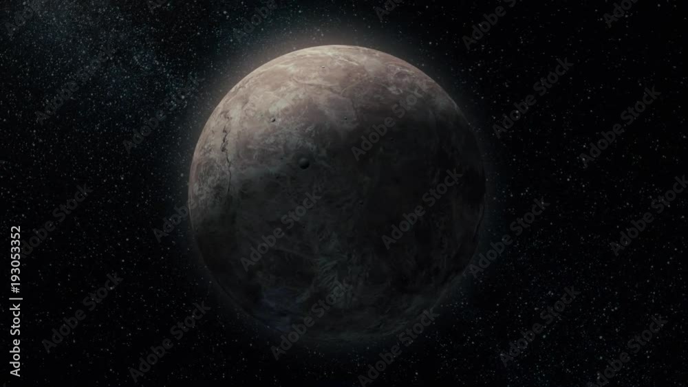 Vidéo Stock Gas giant planet. Planet in space with sun flash. Miranda ...