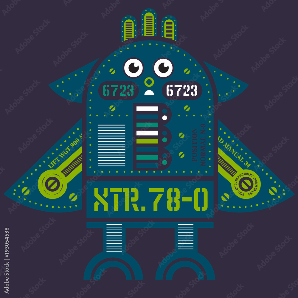 Flying robot illustration. Artistic design of futuristic mechanism ...