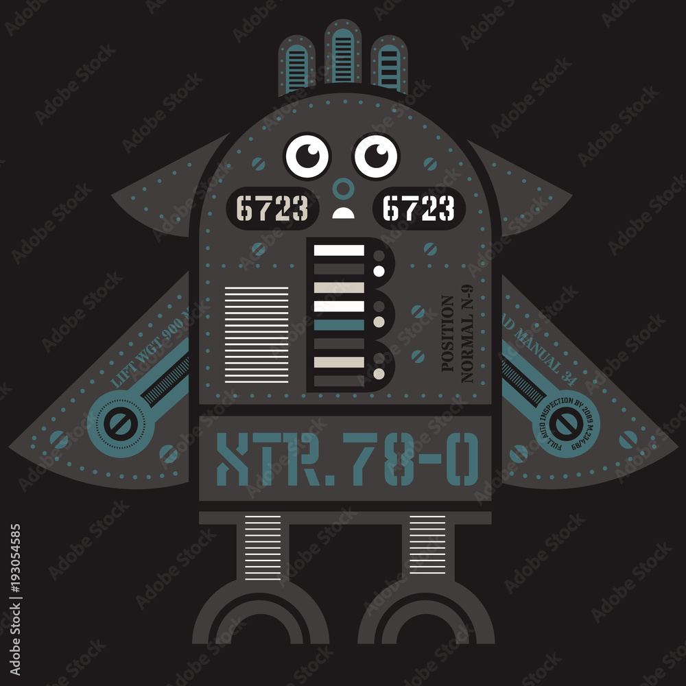 Flying robot illustration. Artistic design of futuristic mechanism ...