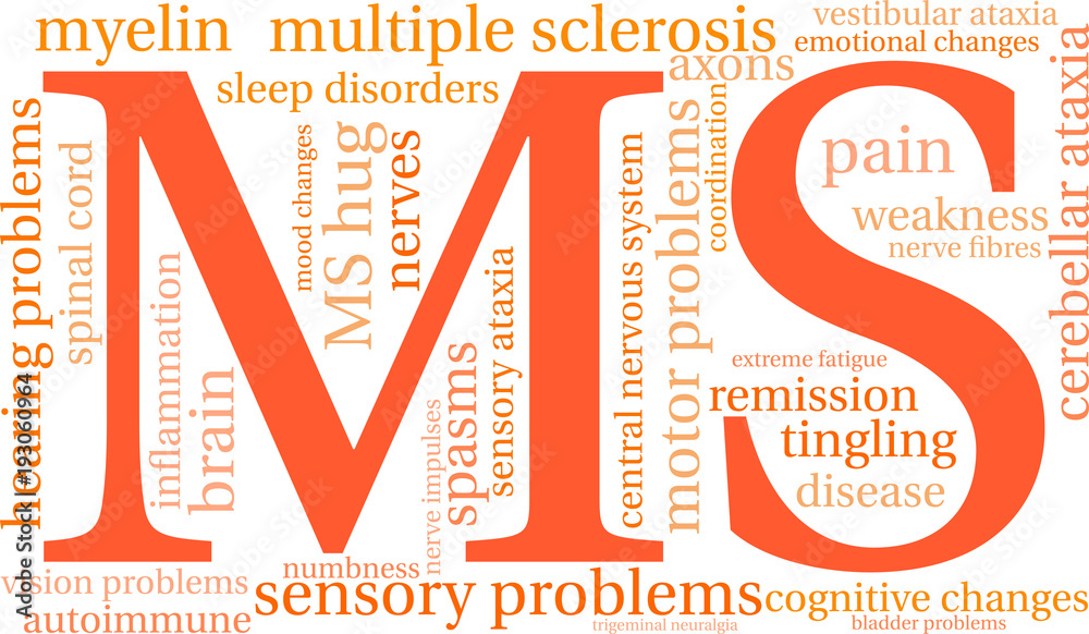 MS Multiple Sclerosis Word Cloud on a white background. Stock Vector ...