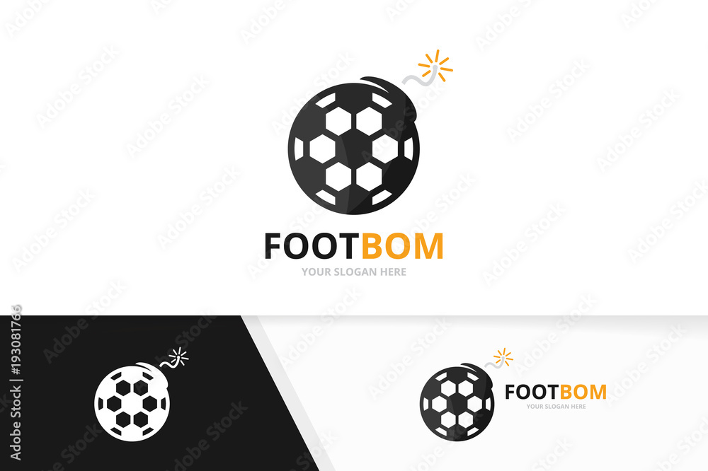Vector soccer and bomb logo combination. Ball and detonate symbol or ...