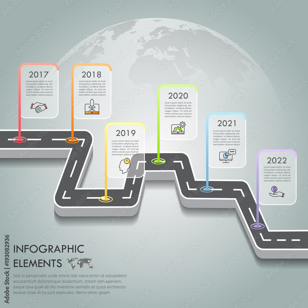 Road to success infographic template 6 options. Business concept can be ...