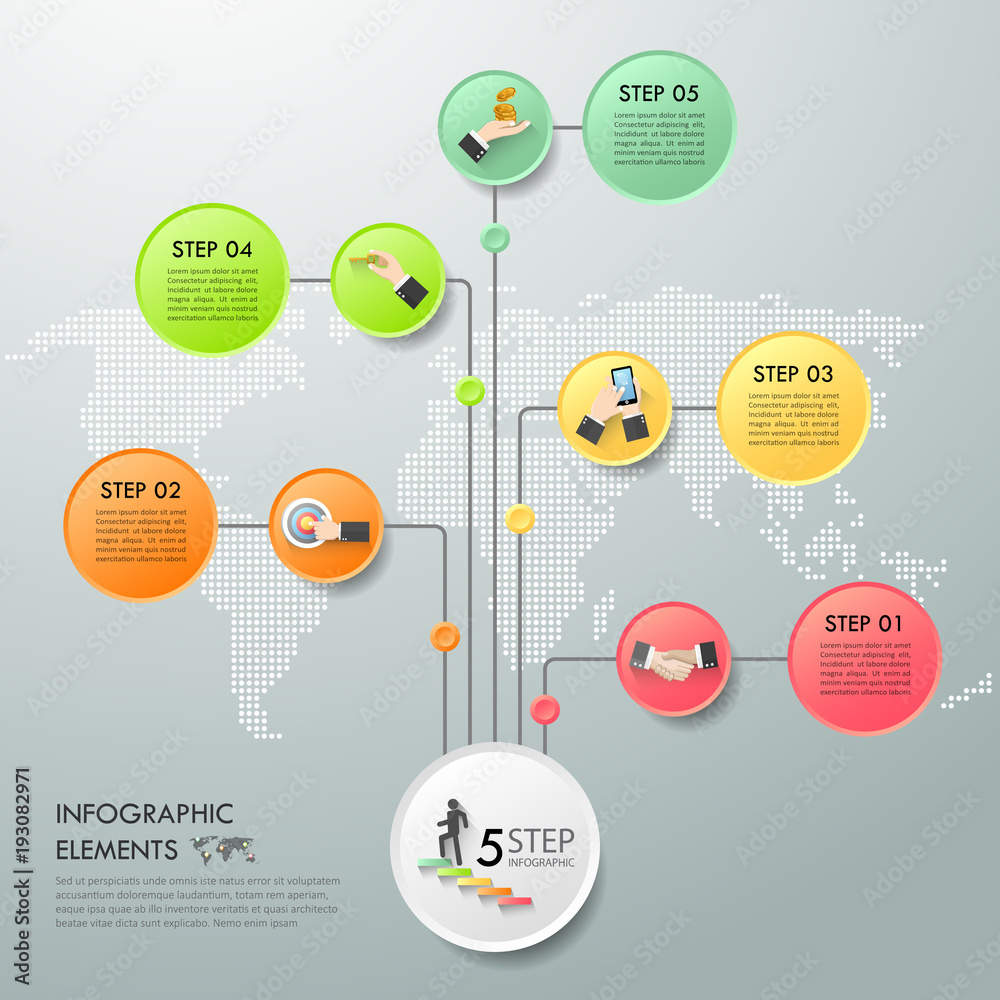 Design infographic template 5 options. Business concept can be used for ...