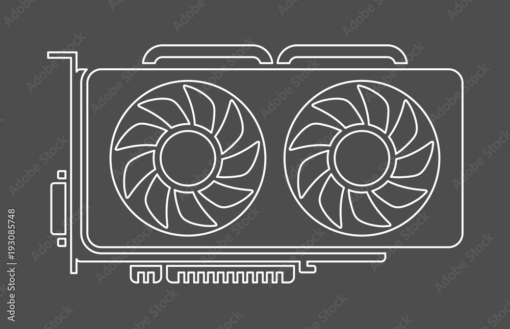 Graphic card outline icon Stock Vector | Adobe Stock