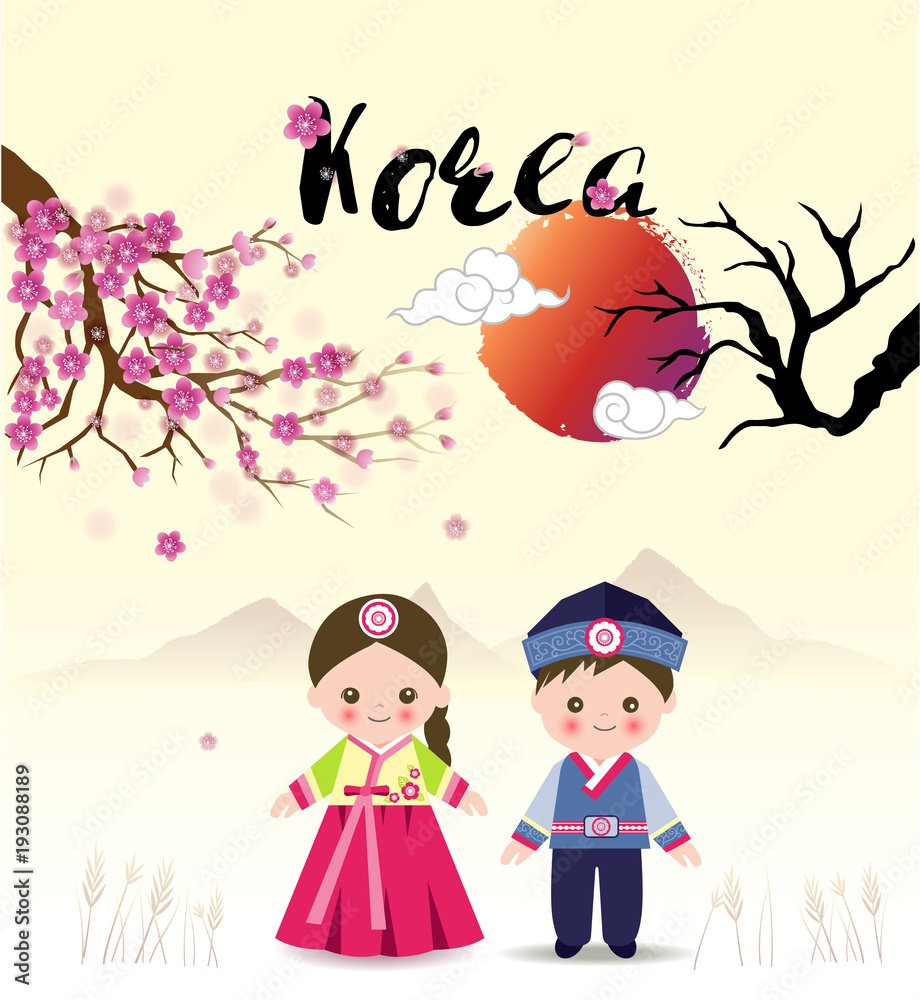 Traditional Korean Cartoon Girl