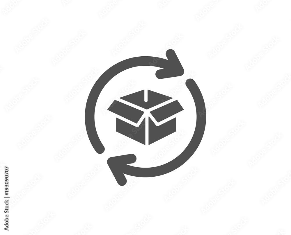 Exchange of goods simple icon. Return parcel sign. Package tracking ...