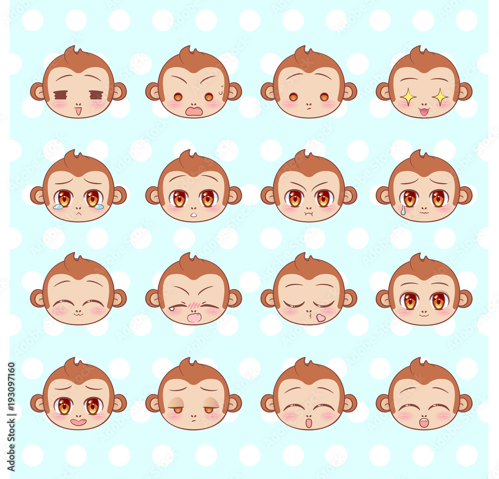 Emoticons, emoji, smiley set, colorful Sweet Little cute kawaii anime ...