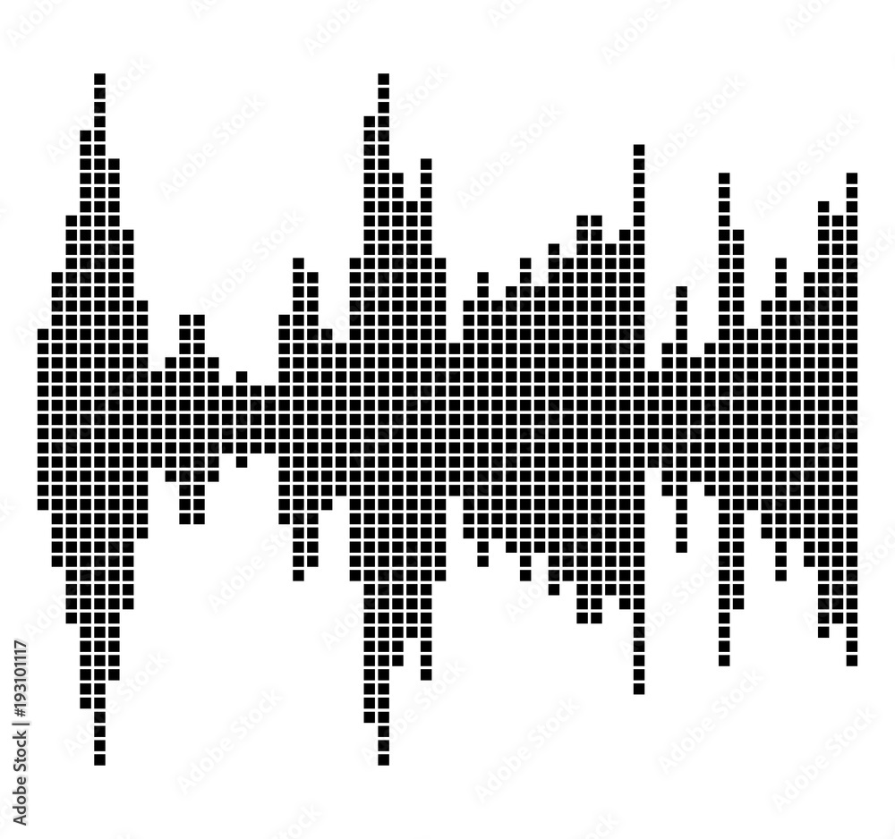 black square sound music wave equalizer silhouette isolated on white ...