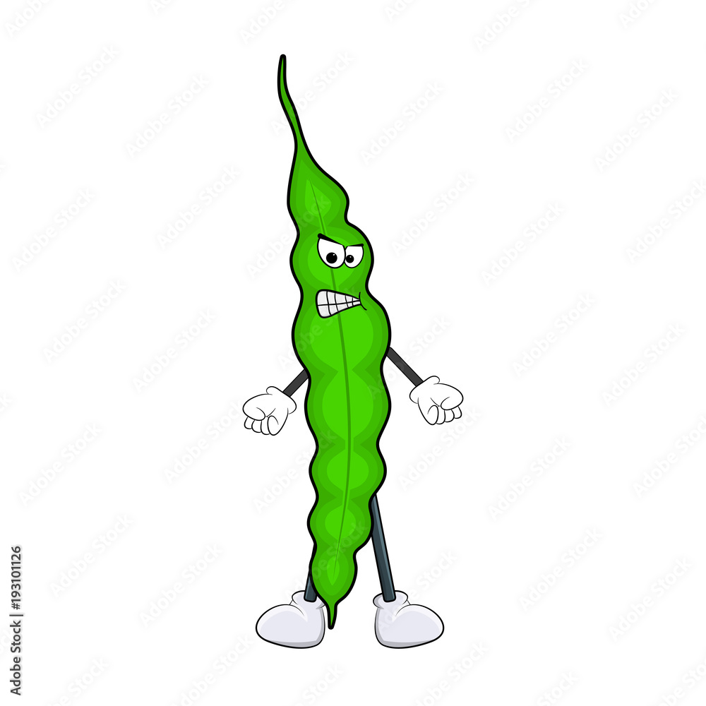cartoon green pea angry mad isolated on white background Stock Vector ...