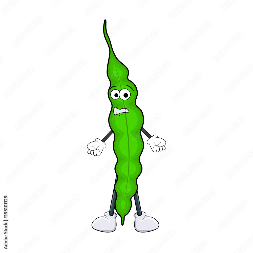 cartoon green pea afraid isolated on white background Stock Vector ...