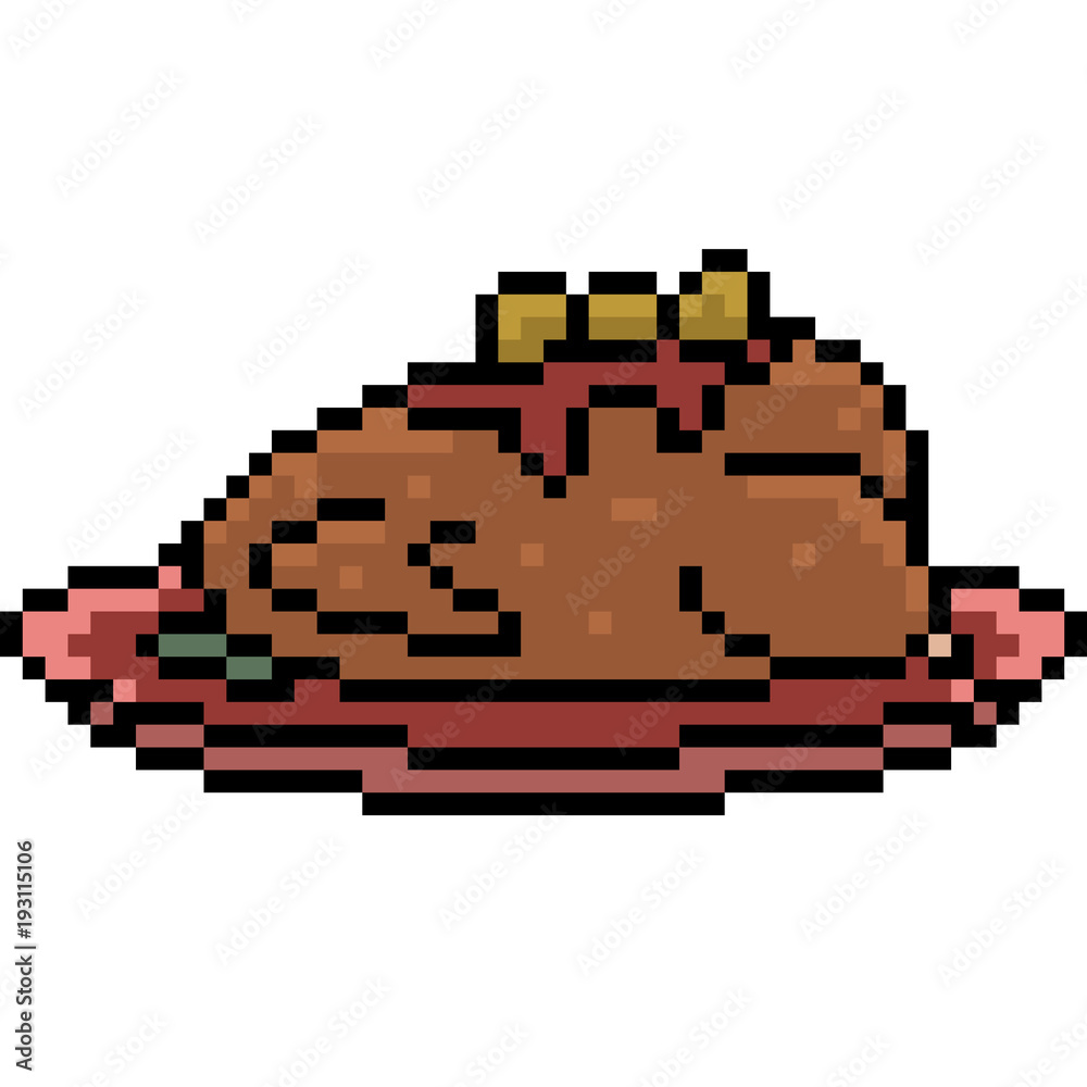 vector pixel art roasted chicken Stock Vector | Adobe Stock