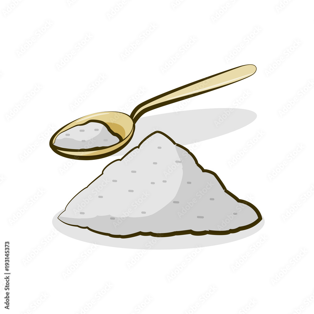 Corn starch, flour emblem for decoration of food, natural juices ...