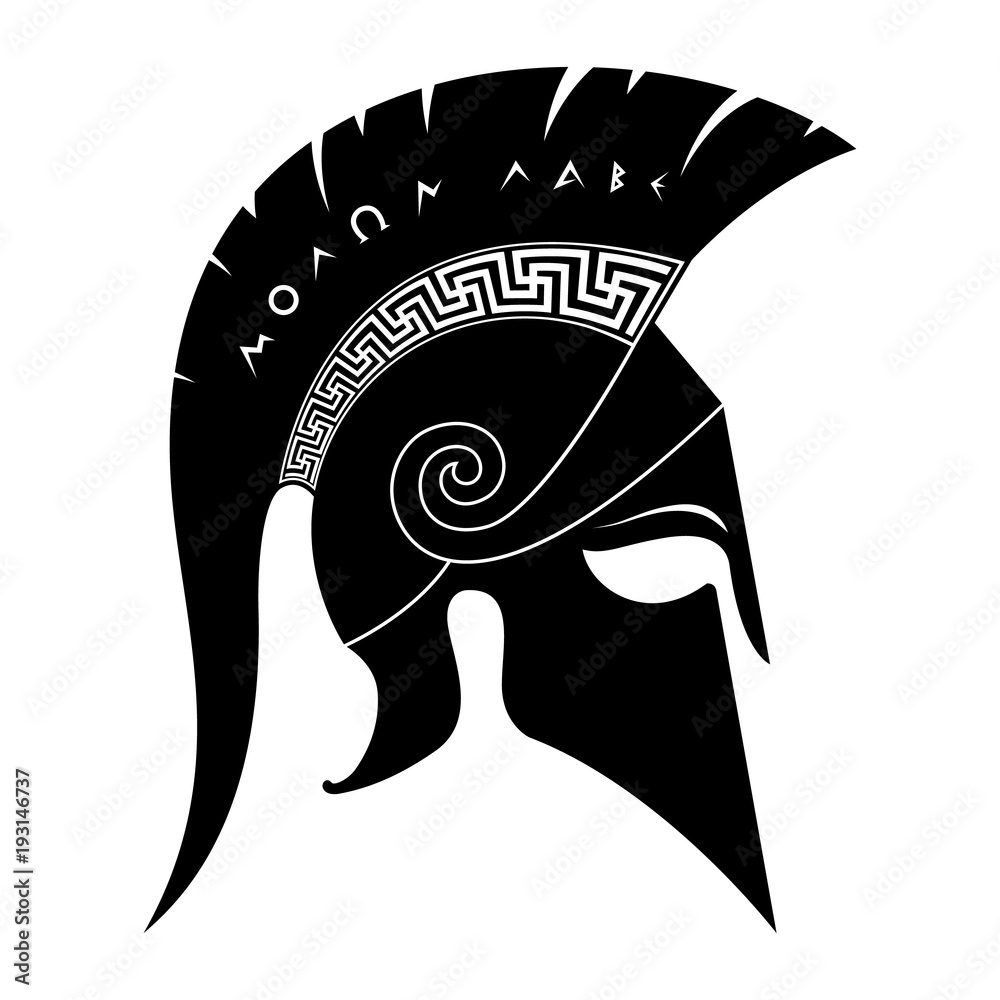 Spartan helmet black Stock Vector | Adobe Stock