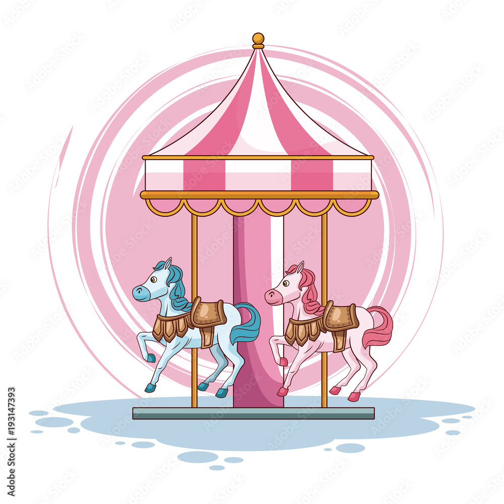 Cute carousel cartoon vector illustration graphic design Stock Vector ...
