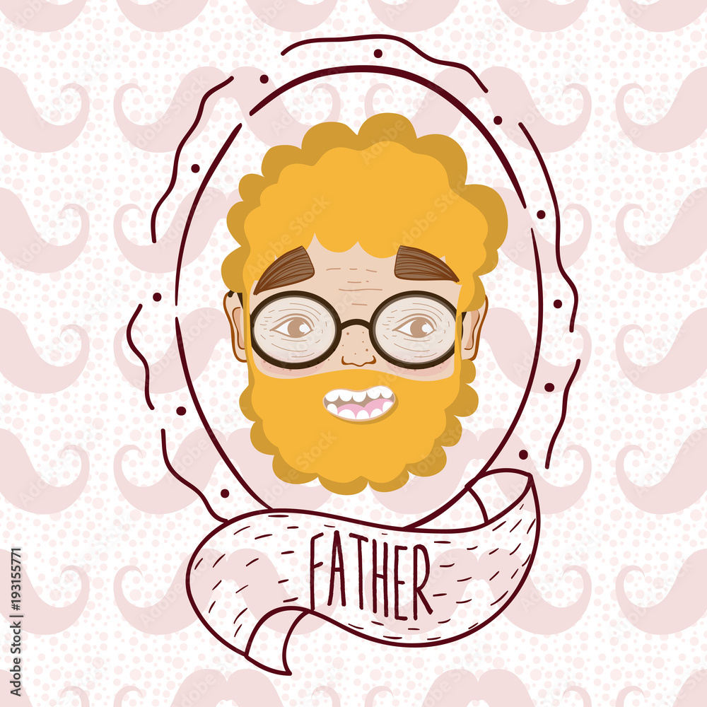 Father face cartoon over mustaches background Stock Vector | Adobe Stock
