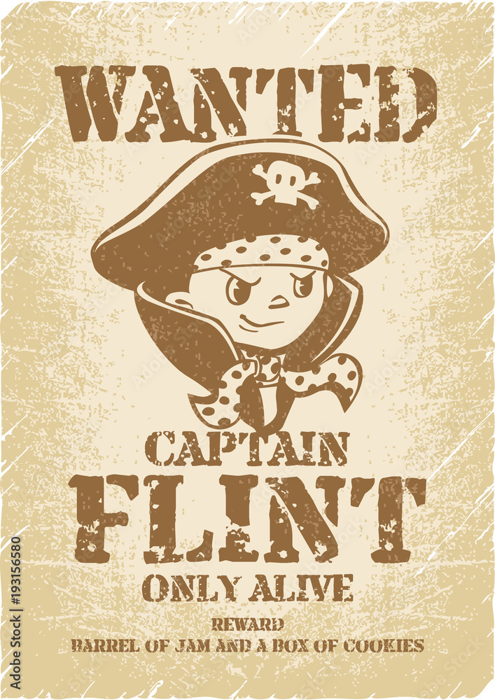 Poster Pirates. Wanted Poster Template. Pirate Children's Party – Wall ...