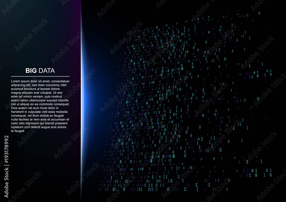 Big Data Vizualization. Chaos to order. Binary Computer Code. Abstract ...