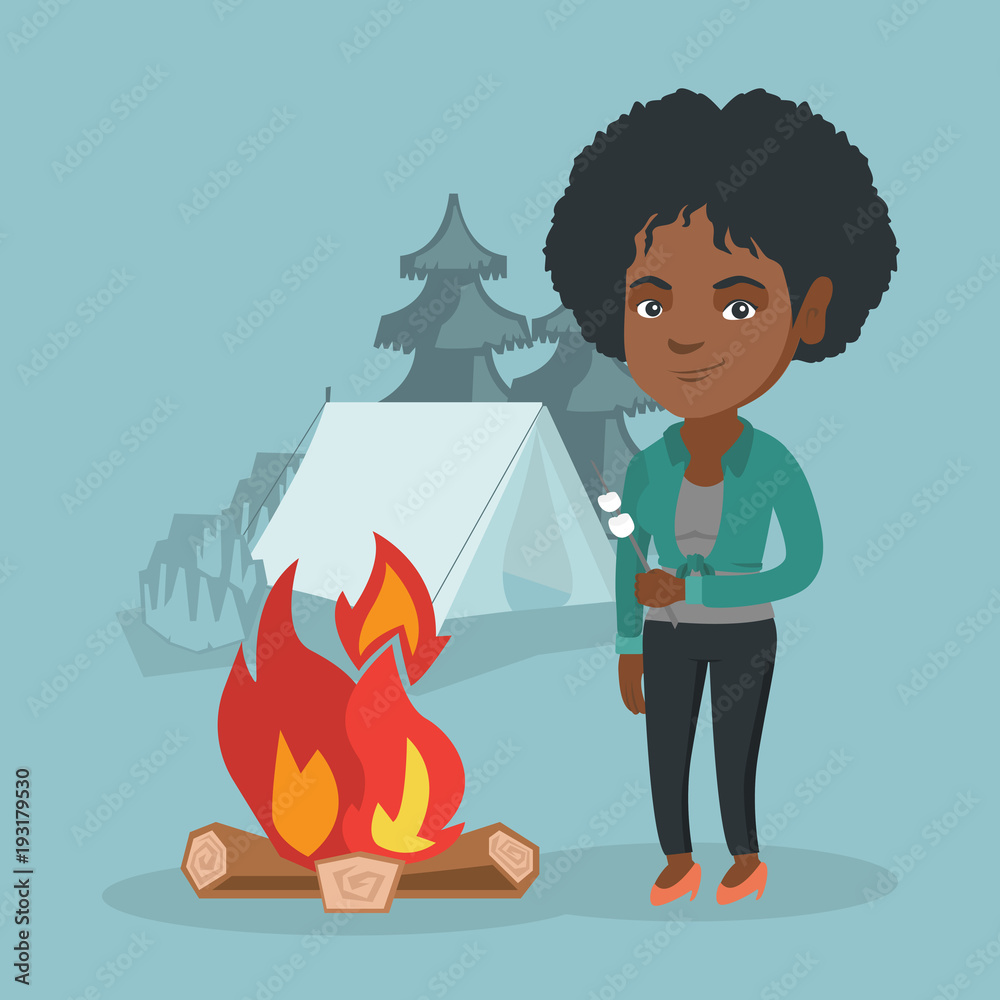 Roasting Marshmallows Over A Campfire Clipart
