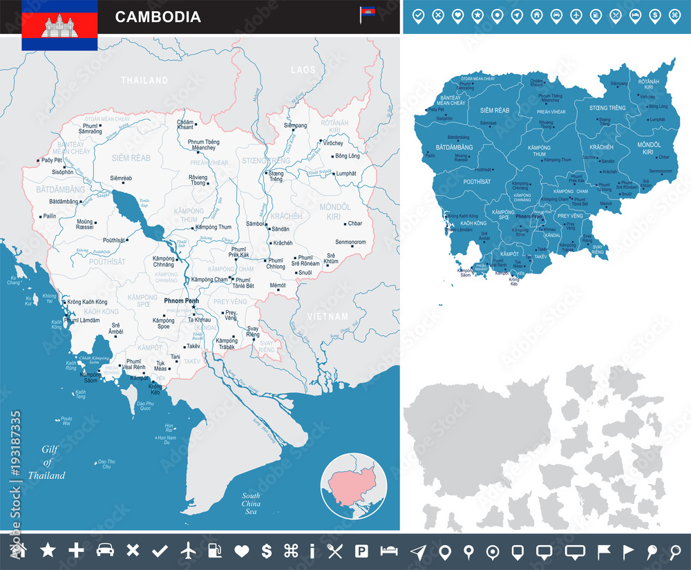 Cambodia - infographic map - Detailed Vector Illustration Stock Vector ...