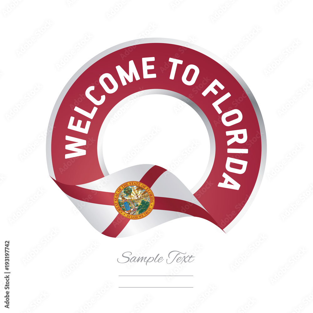 Welcome to Florida USA flag ribbon travel logo icon stamp Stock Vector ...