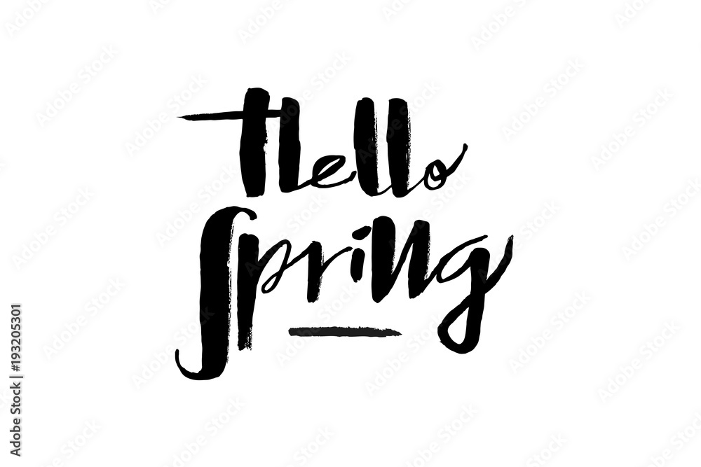 Hand drawn Hello Spring lettering typography poster. Celebration ...