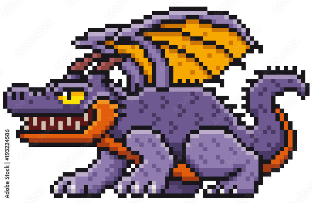Vector illustration of Cartoon Dragon - Pixel design Stock Vector ...