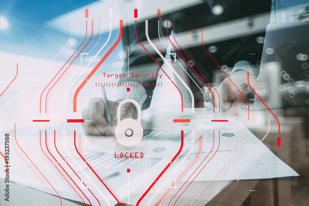 Concept of target focus digital diagram,graph interfaces,virtual UI ...