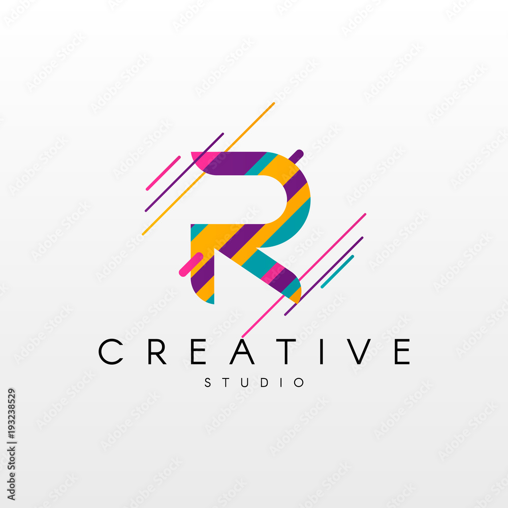 Letter R Logo. Abstract R letter design, made of various geometric ...