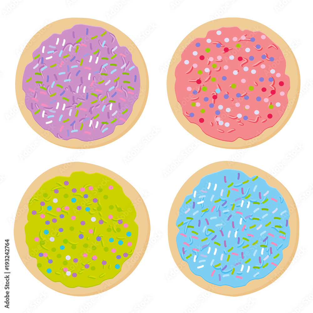 Frosted sugar cookies, Set Italian Freshly baked cookies with pink ...