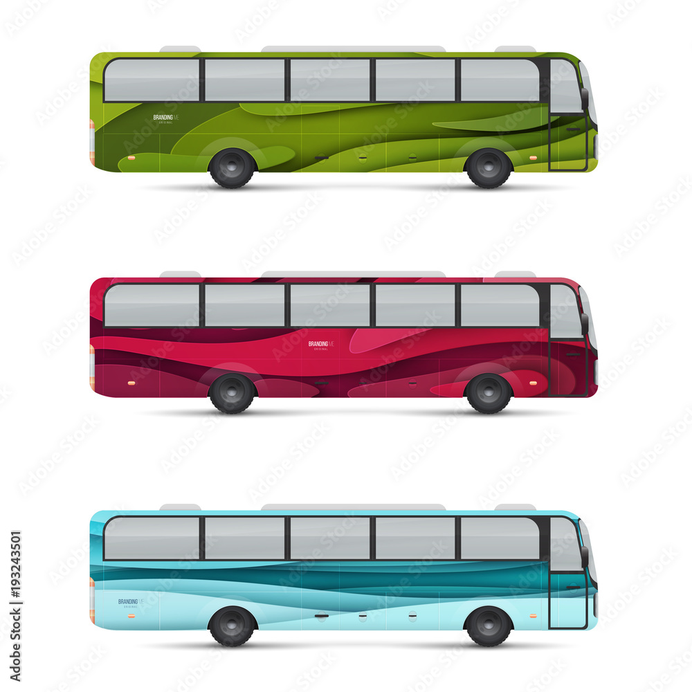 Mockup of passenger bus. Design templates for transport. Branding for ...