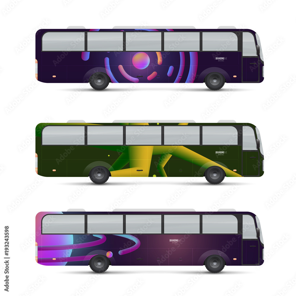 Mockup of passenger bus. Design templates for transport. Branding for ...