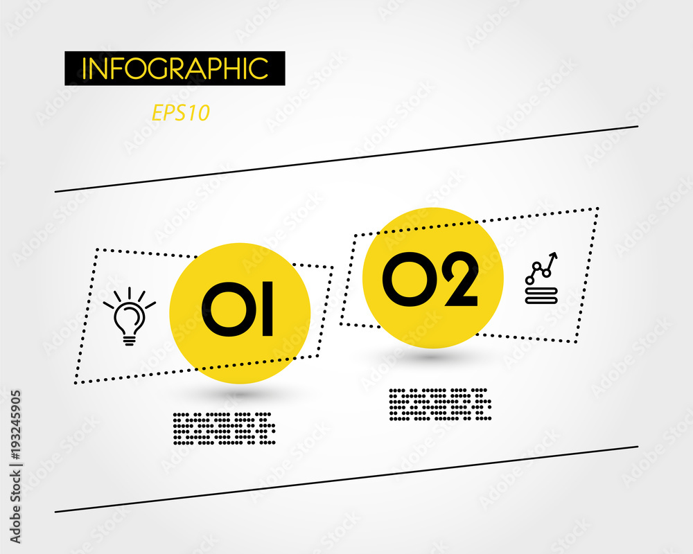 two yellow circle options with rectangle border Stock Vector | Adobe Stock