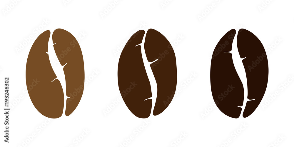 Brown coffee bean isolated set on white background Stock Vector | Adobe ...