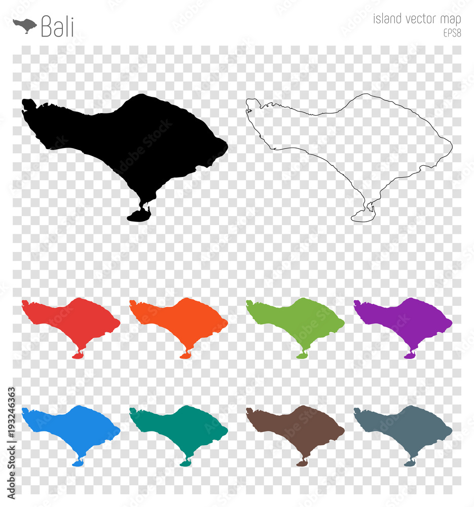 Bali high detailed map. Island silhouette icon. Isolated Bali black map ...