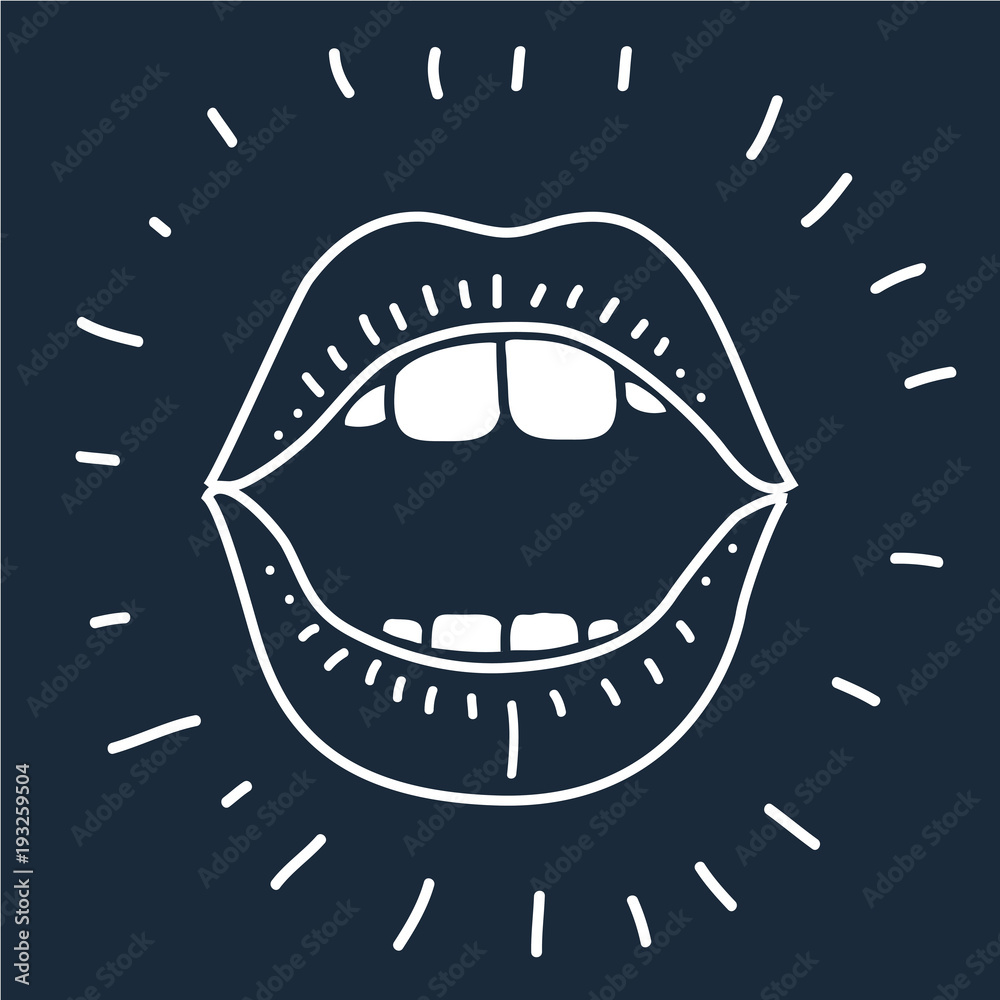 cartoon vector outline illustration human mouth open Stock Vector ...