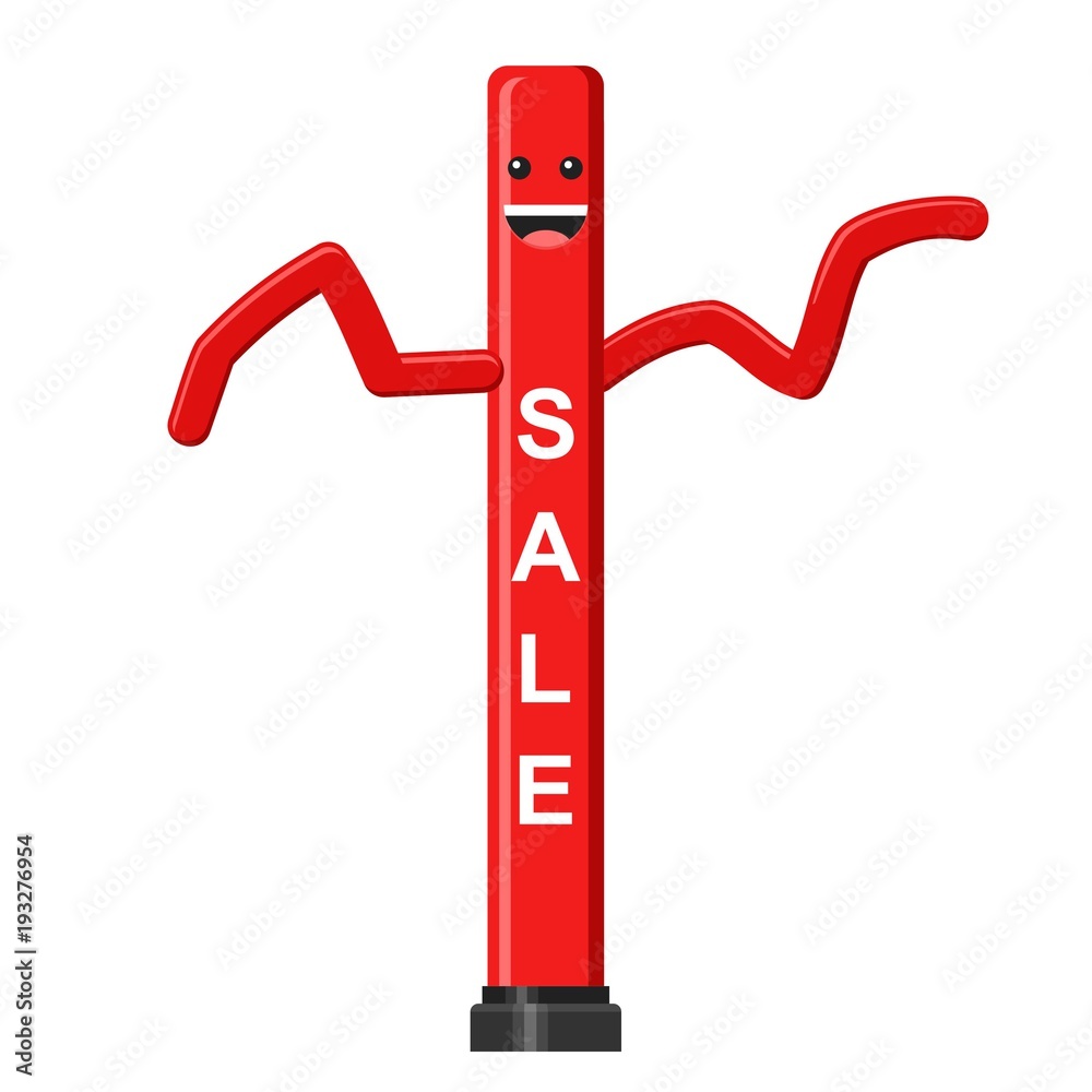 Dancing inflatable red tube man in flat style isolated on white ...