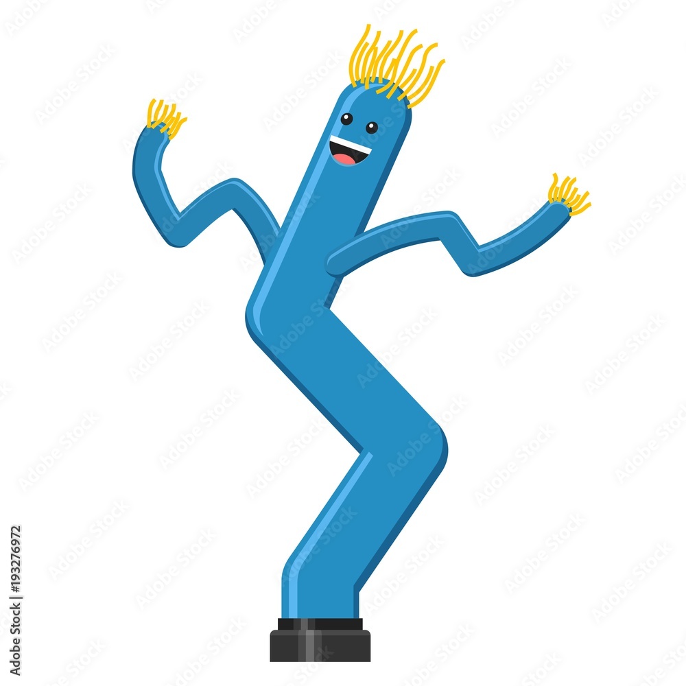 Dancing inflatable blue tube man in flat style isolated on white ...