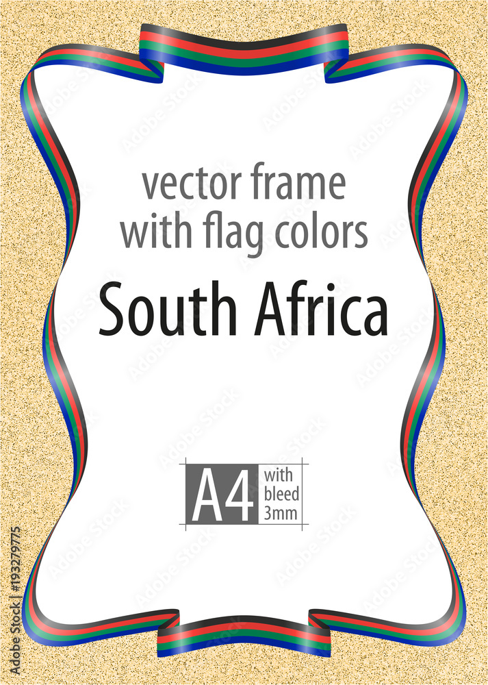 Frame and border of ribbon with the colors of the South Africa flag ...